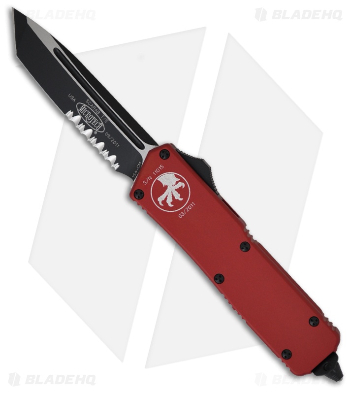 Microtech Scarab Executive Red OTF Tanto Knife (3.5" Black Serr) 108 ...