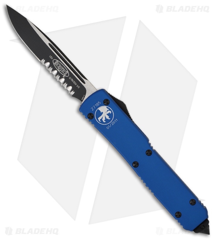 Microtech Ultratech S/E OTF Automatic Knife Blue (3.4" Black Serr) 121 ...