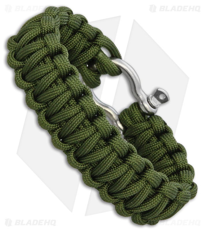 Combat Ready Survival Bracelet Large 9" OD Green Paracord w/ Metal ...