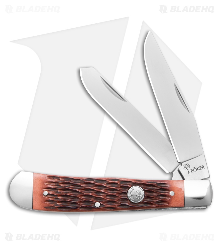 Boker TS 2.0 1095 Trapper Knife Brown Jigged Bone Satin