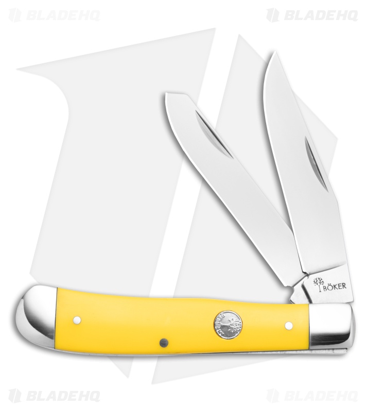 Boker TS 2.0 1095 Trapper Knife Yellow Delrin Satin
