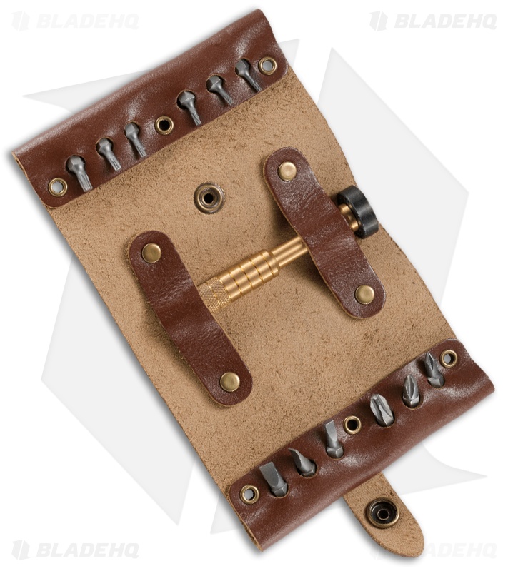 CRKT Hex Bit Driver Tool Roll | Leather/Brass | Blade HQ
