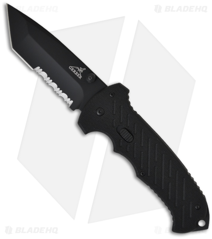 Gerber 06 FAST Knife Spring Assisted (3.8" Black Serr) 30-000118 - Blade HQ