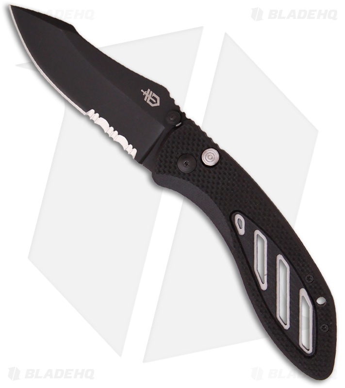 Gerber Instant Assisted Opening Knife (3.18" Black Serr) AO - Blade HQ
