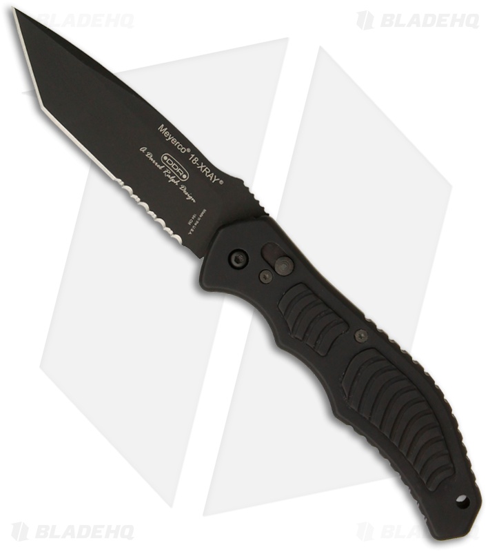 Meyerco 18 X-Ray Tanto Automatic Knife (3.8" Black Serr) MFXRAY3 - Blade HQ