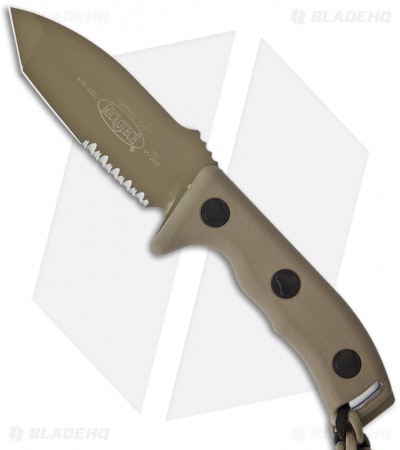 Microtech Currahee Tanto Knife Fixed Blade (4.5" Tan Serr) 103-2TA - Blade HQ