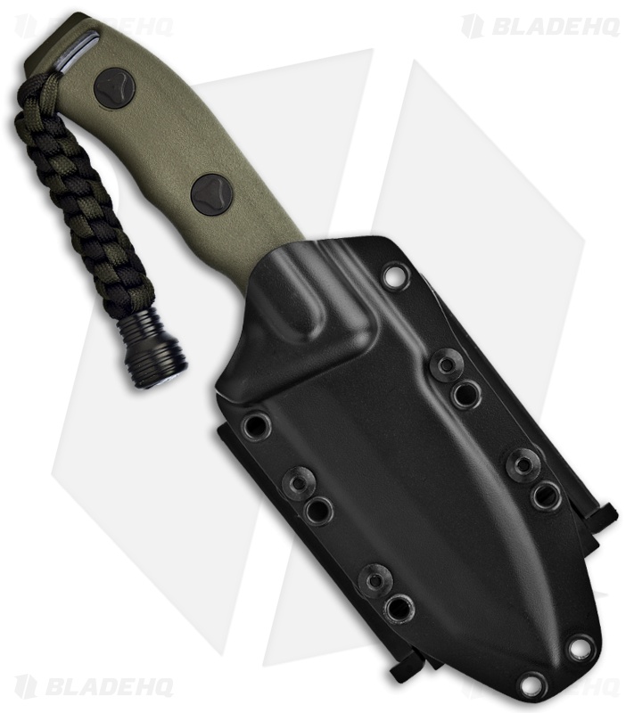 Microtech Currahee Drop Point Knife Fixed Blade (4.5" Green D2) 102-1GR - Blade HQ