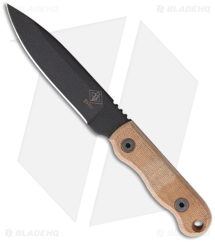 Ontario Ranger Shiv Fixed Blade Knife w/ Tan Micarta Handle (4.5" Plain ...