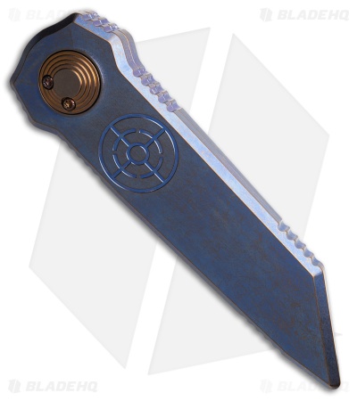 Paragon D/E Tanto Dredd Lock Knife Blue Titanium