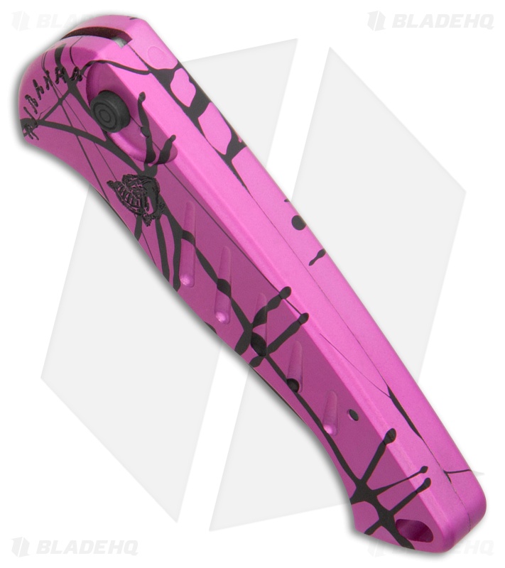 Piranha Fingerling Automatic Knife Hot Pink Black Serr