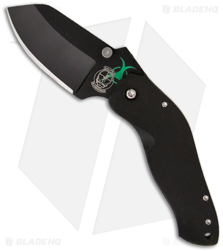 Sniper Bladeworks Toxic Mini DH Dark Hallow Framelock Folder (3.25" Black) - Blade HQ