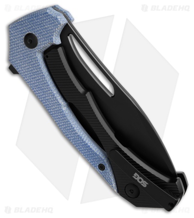 SOG Bulwark FL Knife Blue/Black Micarta + Black Drop Point