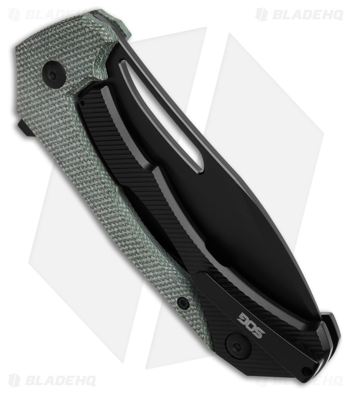 SOG Bulwark FL Knife Green/Black Micarta + Black Drop Point