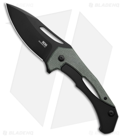 SOG Bulwark FL Knife Green/Black Micarta + Black Drop Point