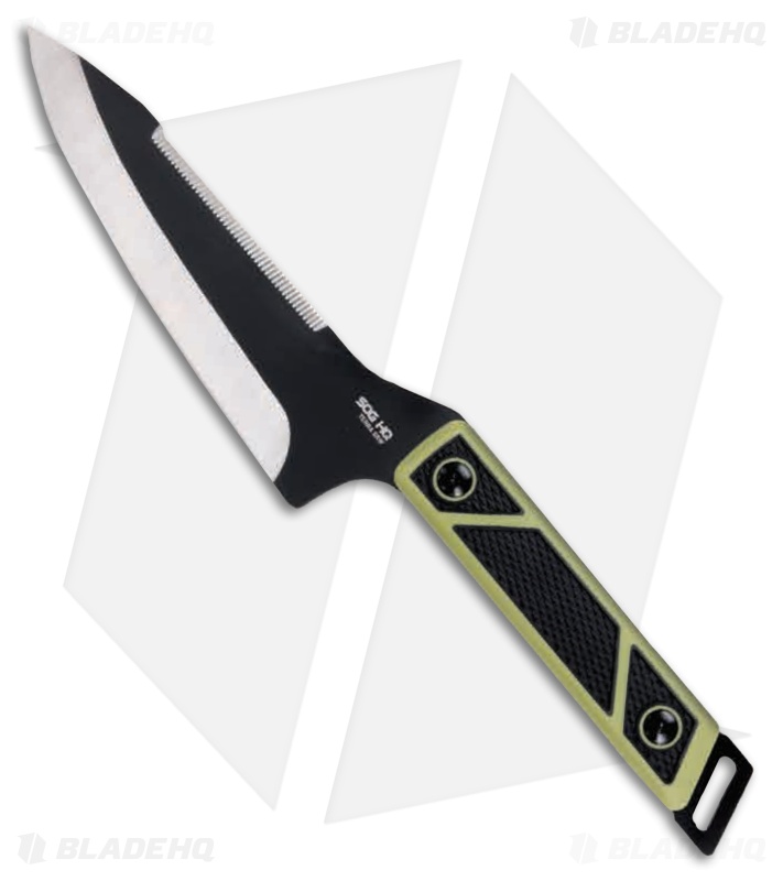 SOG HQ Terra Grip Fixed Blade Knife Black/Green Two-Tone