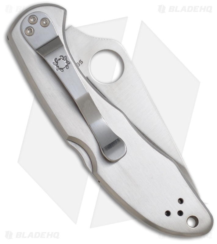 Spyderco Delica 4 Knife Stainless Steel SS Folder (2.88" Satin Plain ...