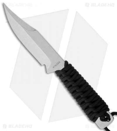 Strider WP Bowie Knife Fixed Blade w/ Black Cord Wrap (4" Stonewash ...