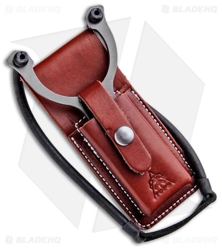 TOPS Knives "Sling" Slingshot Black Micarta w/ Leather Sheath - Blade HQ