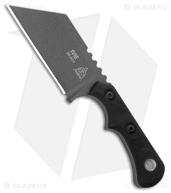 TOPS Knives Ivie Fixed Blade Knife Black Canvas Micarta