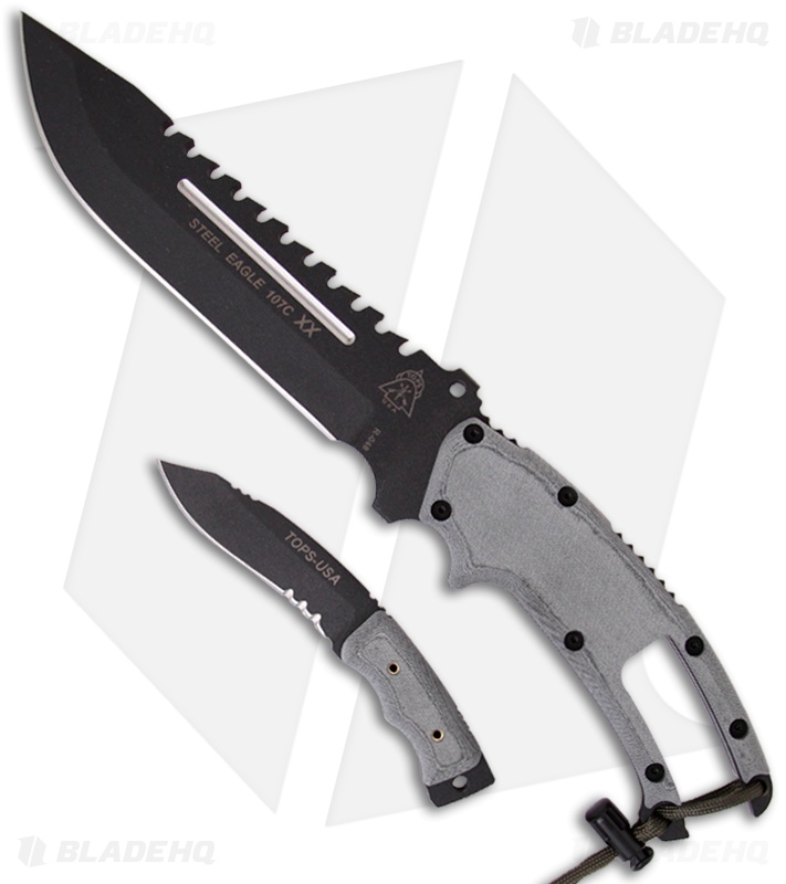 TOPS Knives Steel Eagle 107C XX Knife & Baby Eagle Set (7.5" Black ...