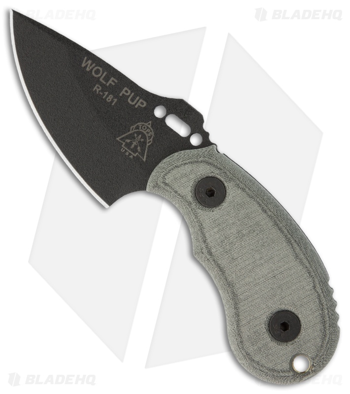 TOPS Knives Wolf Pup Fixed Blade Knife (2.5" Black Plain) WP010 - Blade HQ