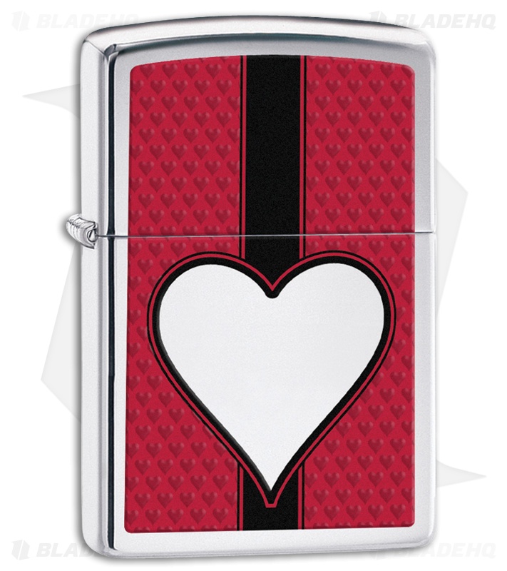 Zippo Lighter Polished Chrome Heart 28466 - Blade HQ
