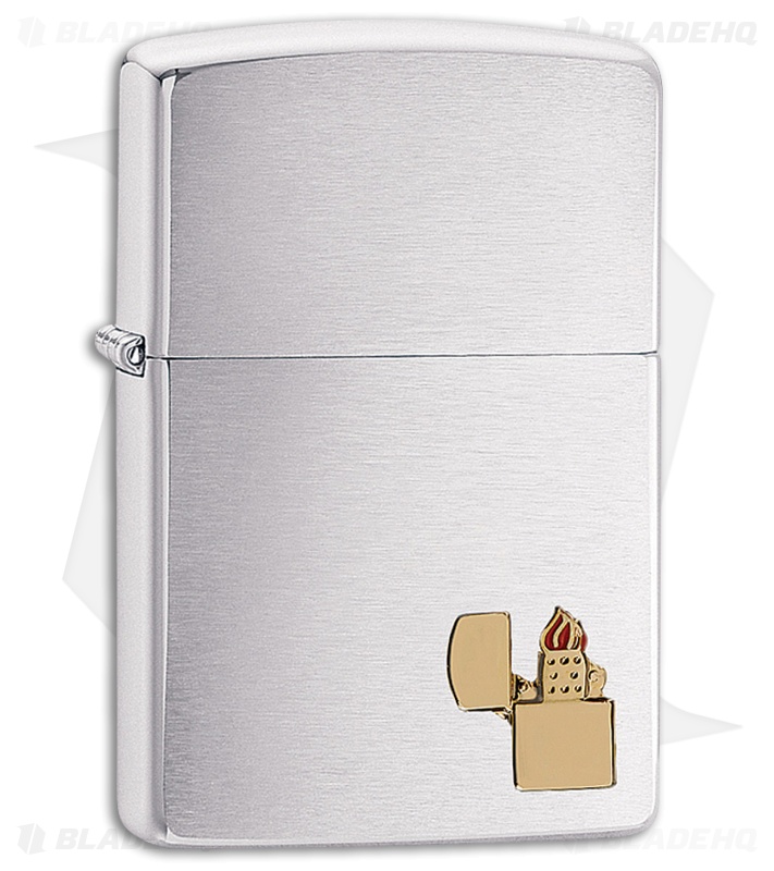 Zippo Lighter Brushed Chrome Small Lighter Emblem 11485 - Blade HQ
