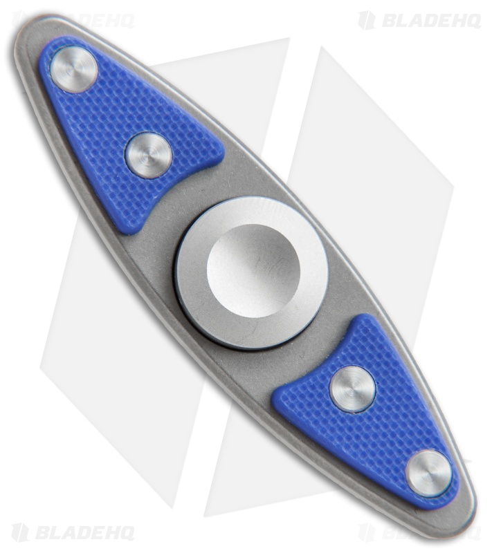 Bastion Small EDC Spinner Fidget Toy - Bead Blast Titanium/Blue G-10 ...