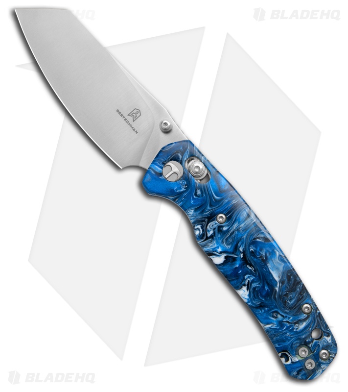 Bestechman Cicada's Wing Crossbar Lock Knife Blue Resin