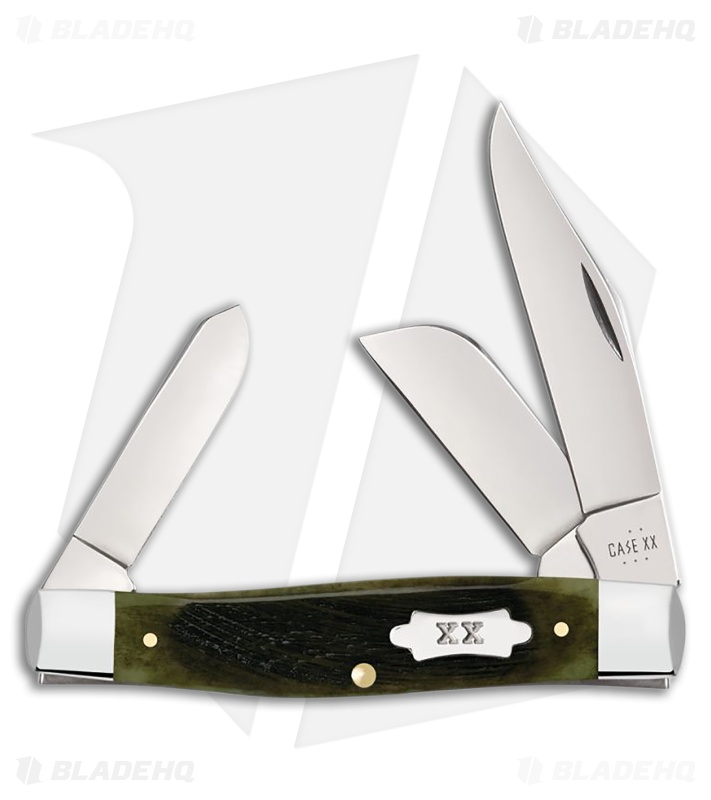 Case Knives Large Stockman Knife Olive Green Sawcut Bone