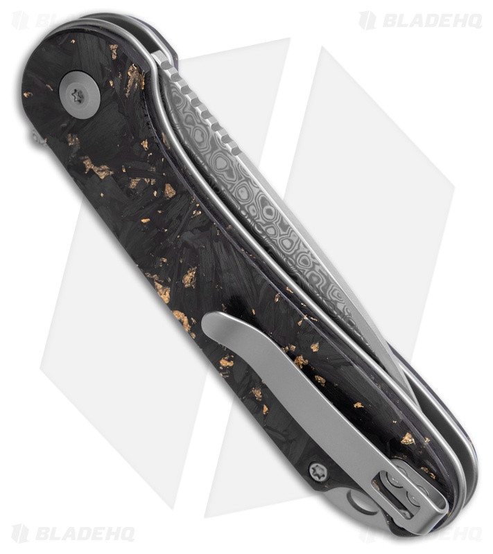 CIVIVI Elementum II Knife Gold Carbon Fiber Shred Damascus