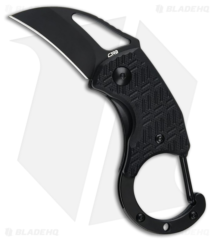 CJRB Anansi Liner Lock Carabiner Knife Black G-10 Black PVD