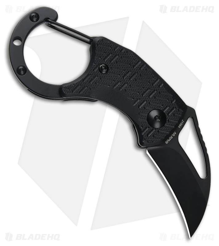 CJRB Anansi Liner Lock Carabiner Knife Black G-10 Black PVD