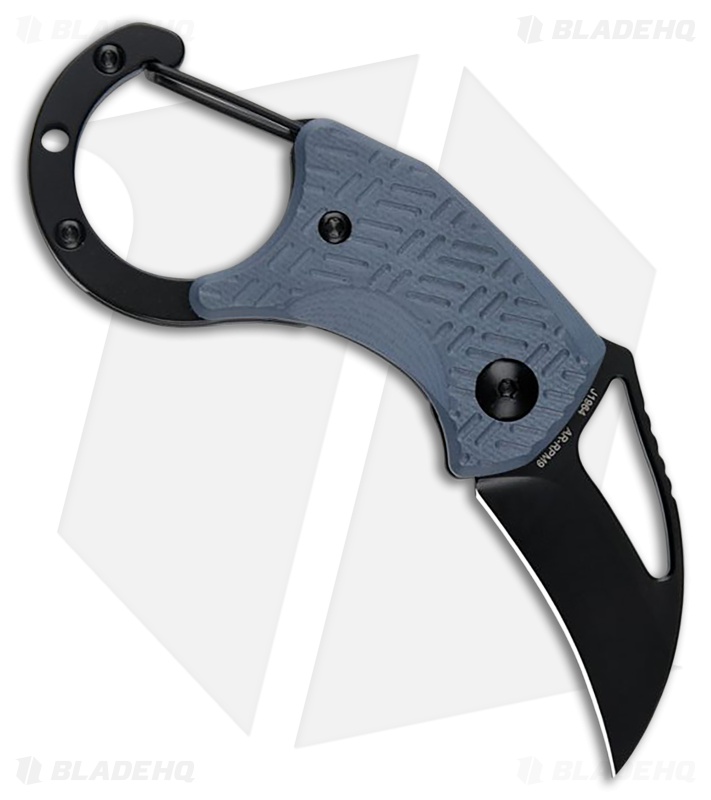 CJRB Anansi Liner Lock Carabiner Knife Blue G-10 Black PVD