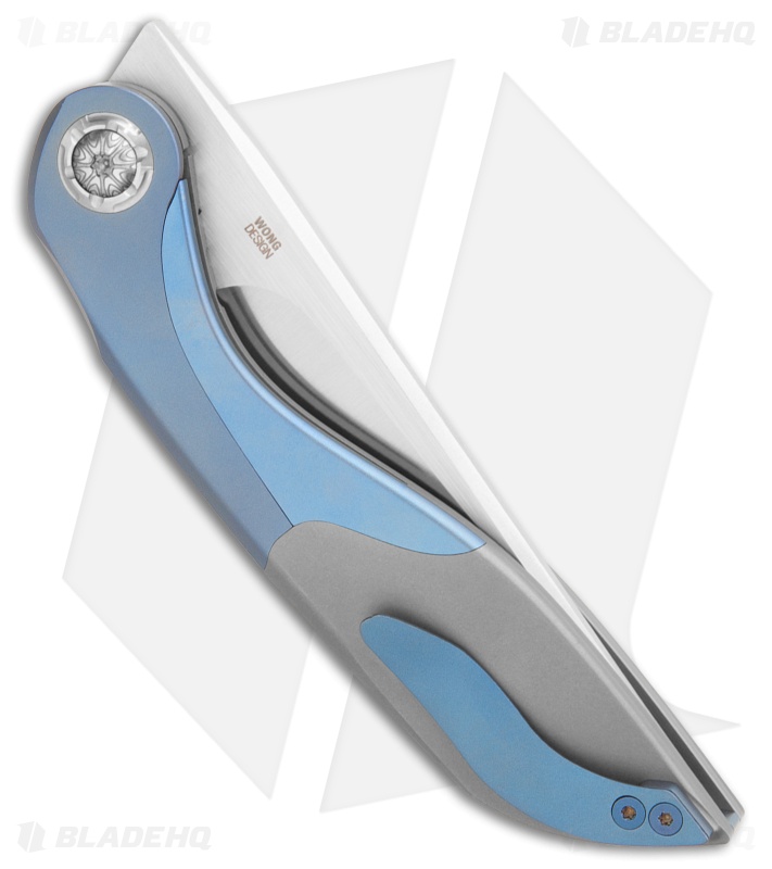CRKT Fial Gray/Blue Titanium Drop Point Satin M390