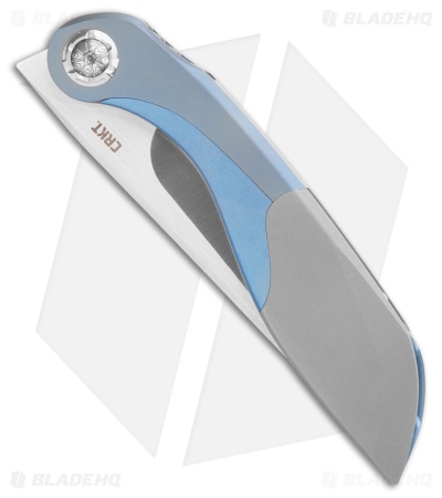 CRKT Fial Gray/Blue Titanium Drop Point Satin M390