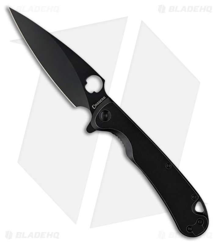 Daggerr Knives Zhalo Frame Lock Flipper Knife Black Steel DLC