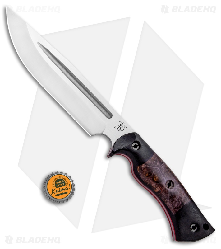 Dark Timber Knives Honey Badger Black Micarta/Dark Maple Burl/Red (7.25 ...