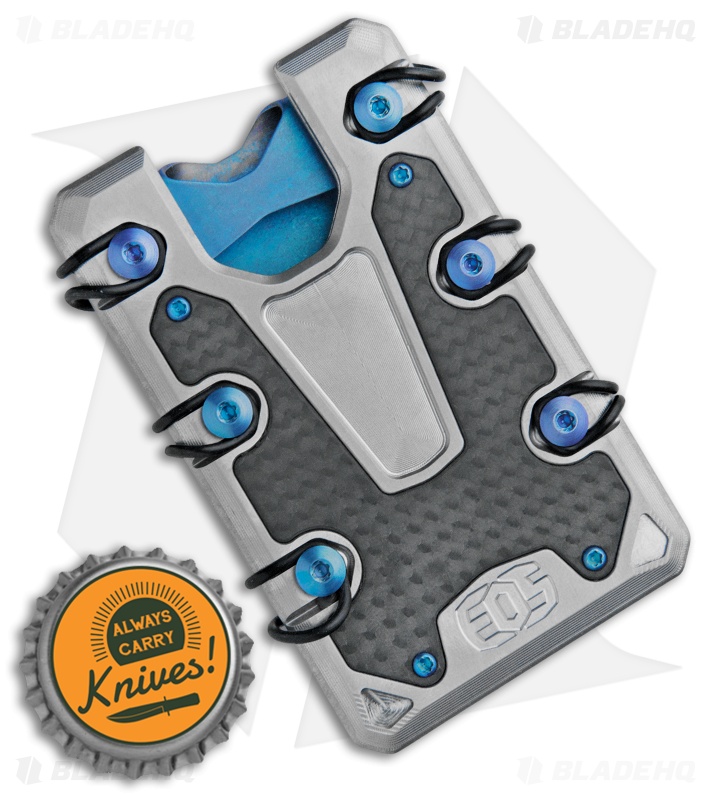 EOS 3.0 Titanium Wallet - Satin With Blue Accents - Blade HQ