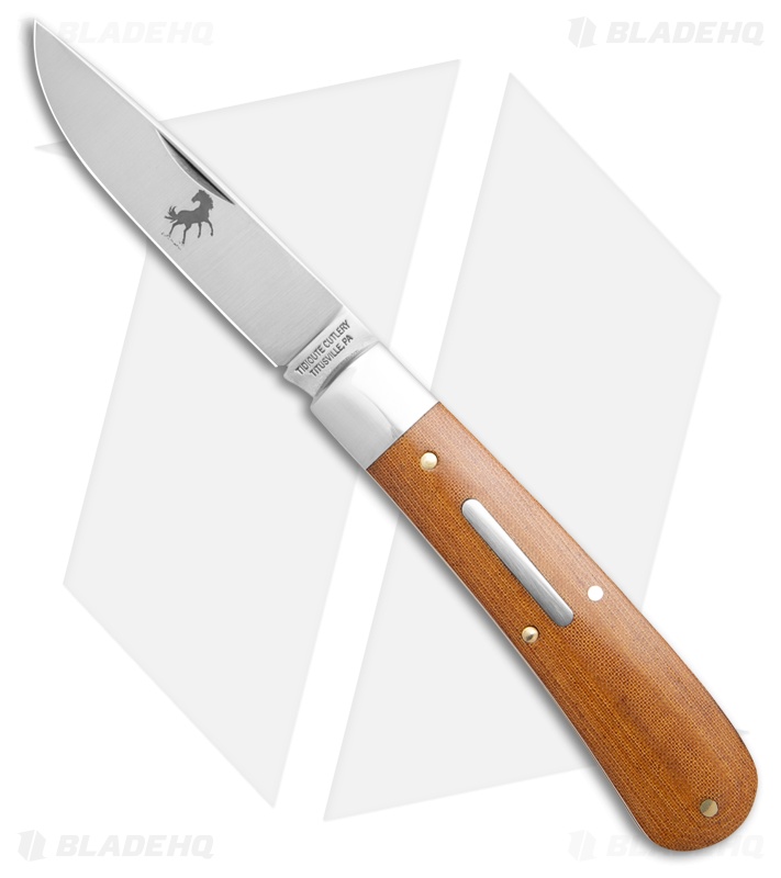 GEC Tidioute Cutlery Mustang Knife Tan Linen Micarta