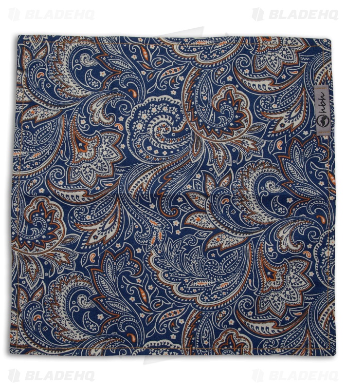 Hanks by Hank 10" x 10" Handkerchief - Orange/Blue Paisley - Blade HQ