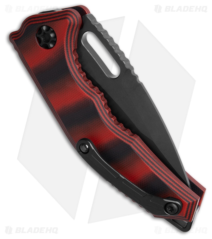 Heretic Knives Medusa Auto Recurve Knife Red/Black G-10 Black