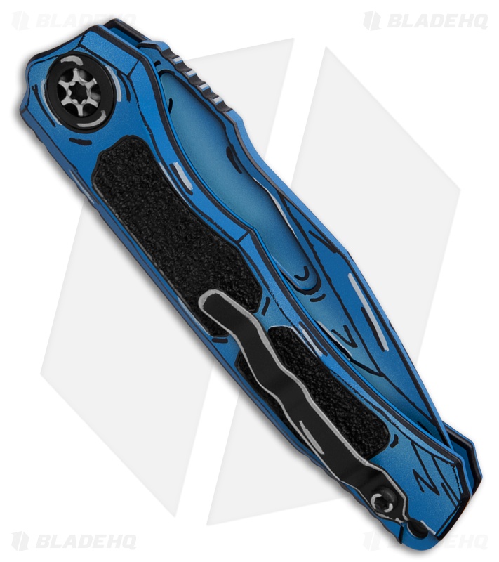 Heretic Knives Wraith Auto Tanto Knife Blue Cel Shade