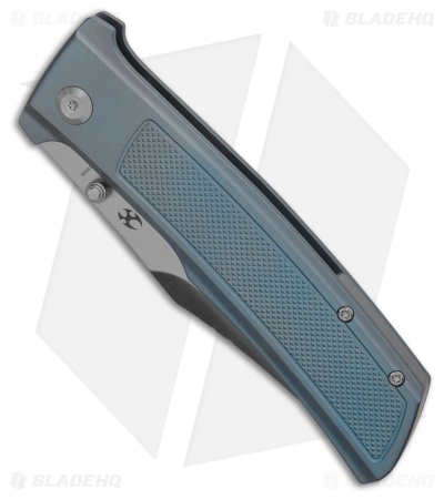 Kansept Knives Bison Knife Frag Pattern Blue Titanium Satin