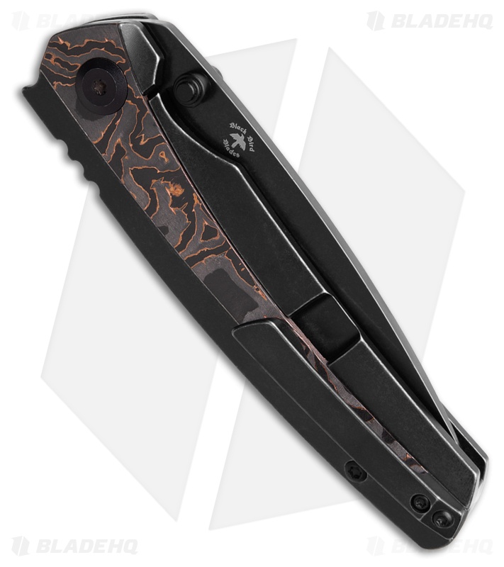 Kansept Knives Raven Frame Lock Knife Blackwash Ti/Copper CF