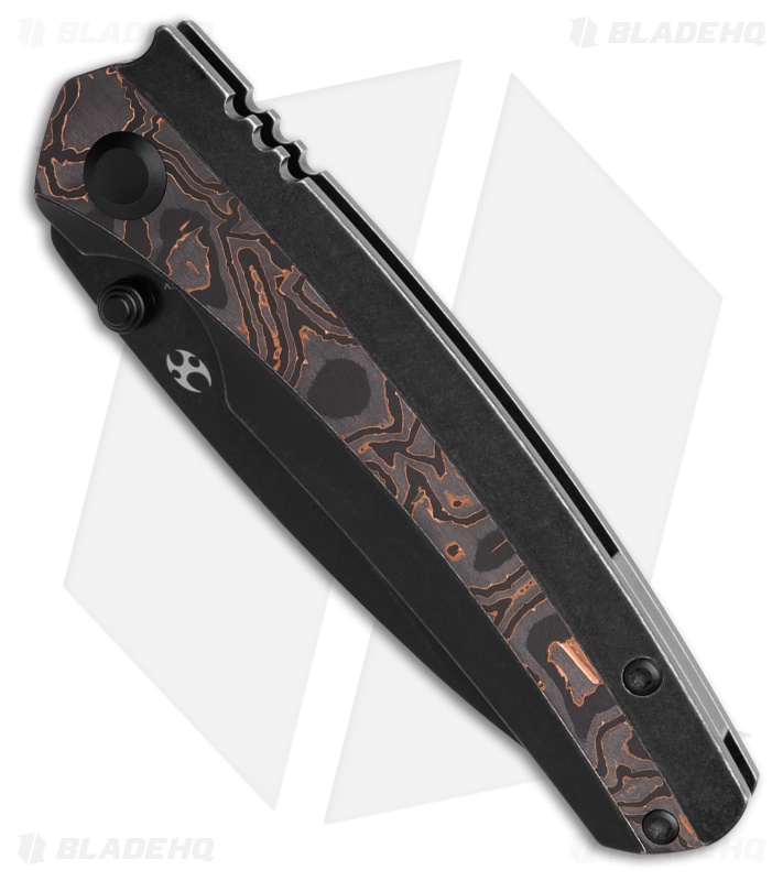 Kansept Knives Raven Frame Lock Knife Blackwash Ti/Copper CF