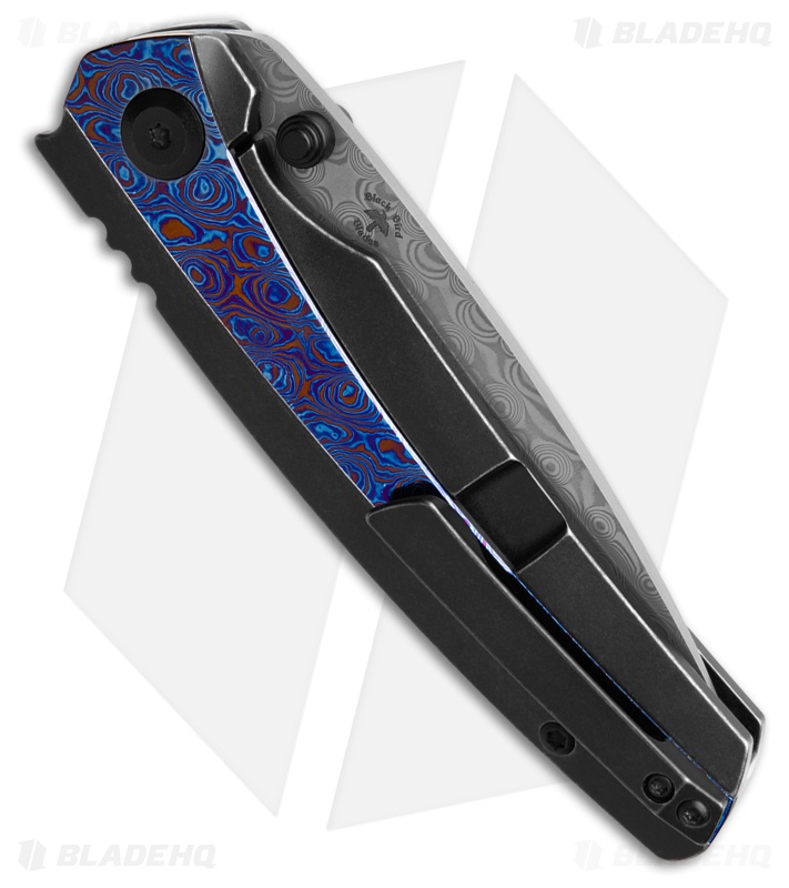 Kansept Knives Raven Frame Lock Knife Blackwash Ti/Timascus