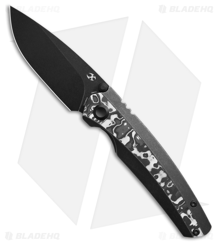 Kansept Knives Raven Frame Lock Knife Blk/White Nebula CF