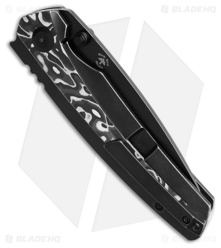 Kansept Knives Raven Frame Lock Knife Blk/White Nebula CF