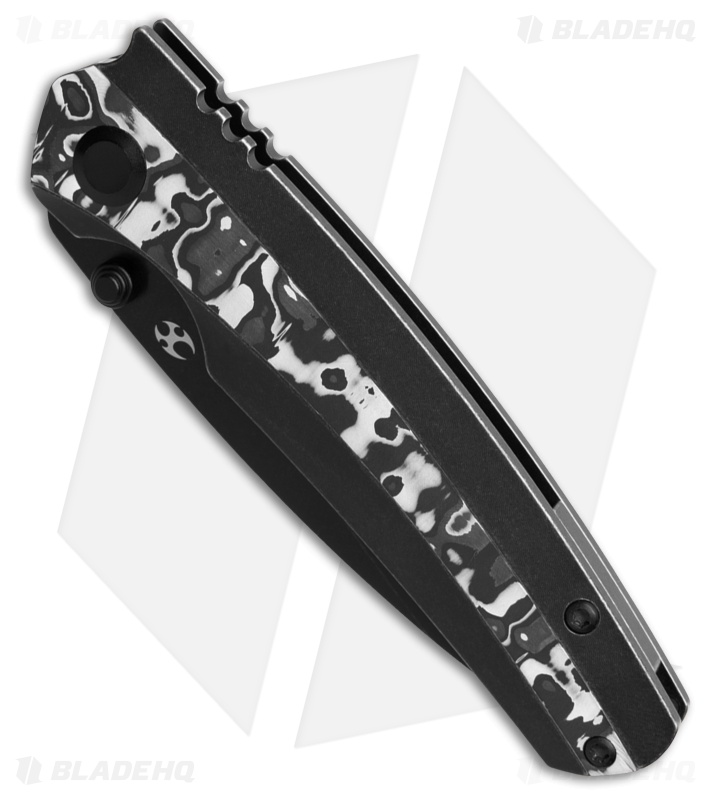 Kansept Knives Raven Frame Lock Knife Blk/White Nebula CF